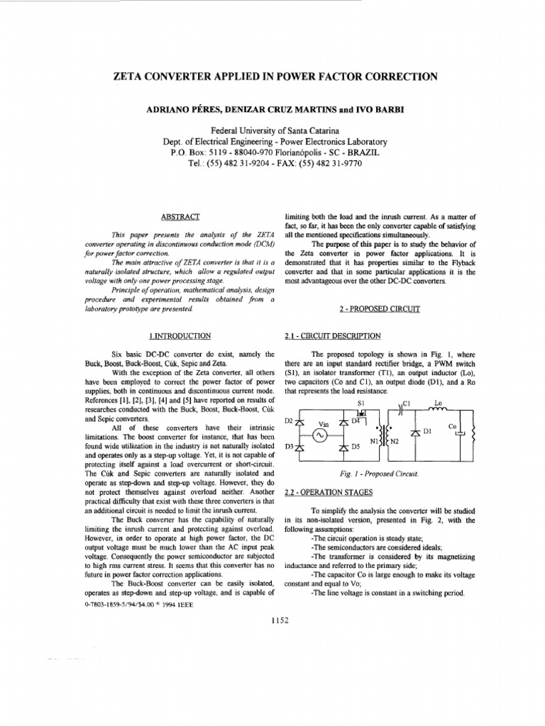 Zeta Converter for Power Factor Correction | PDF | Electrical ...