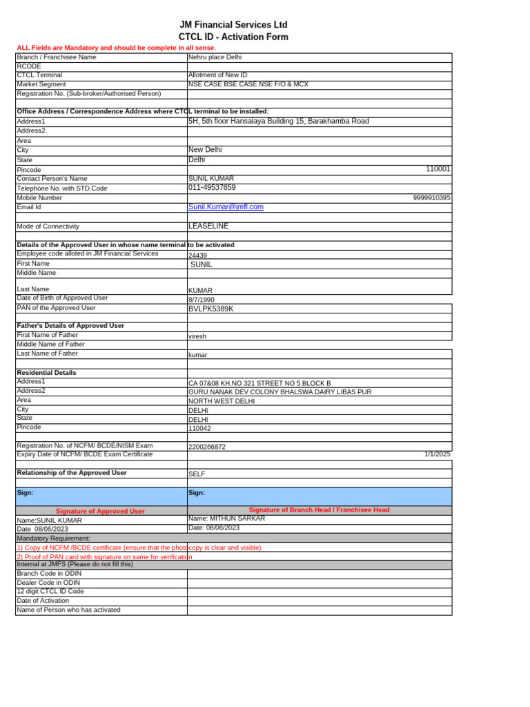 Copy of Copy of Activation Form CTCL | PDF | Applications Of Cryptography | Access Control