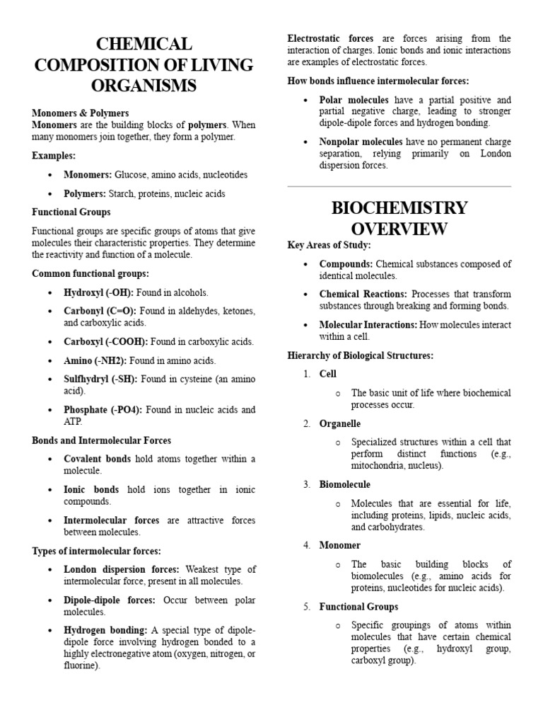 Chemical Composition of Biomolecules | PDF | Cell Membrane | Chemical Bond