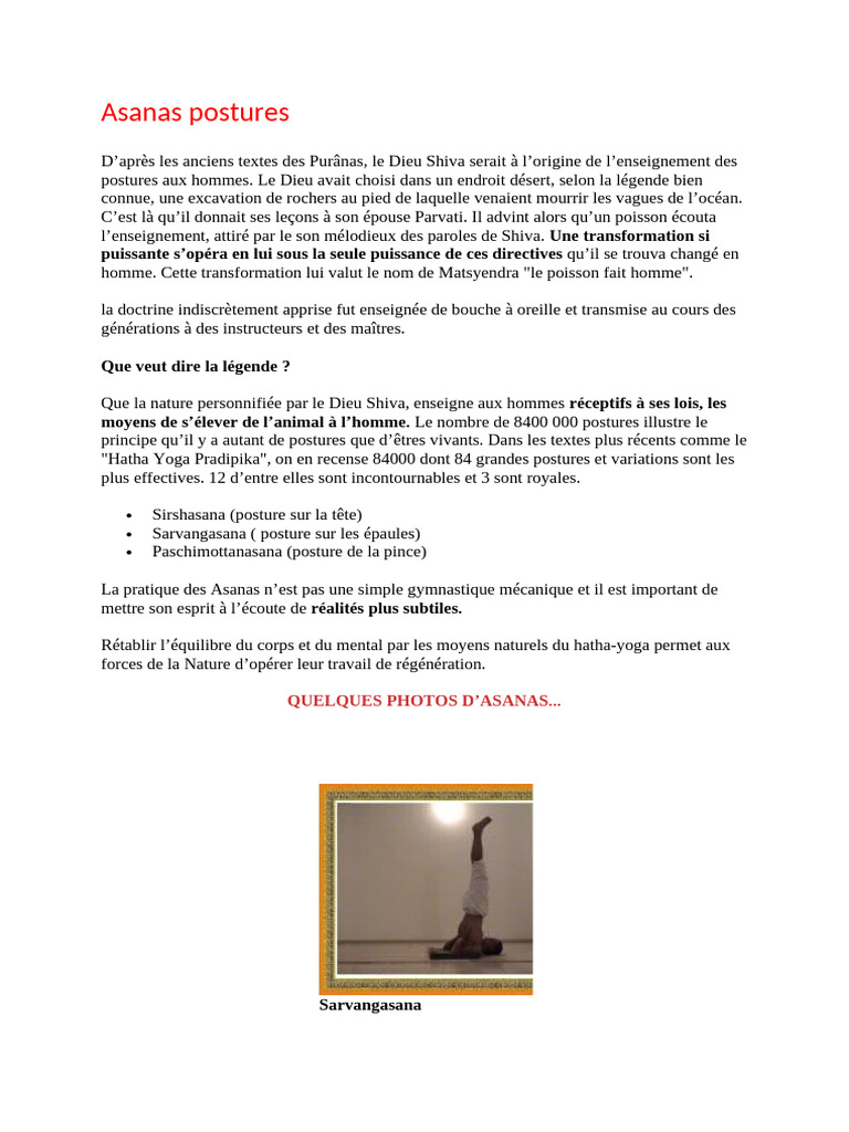 12 Asanas Essentielles du Hatha Yoga | PDF | Hatha yoga | Asana