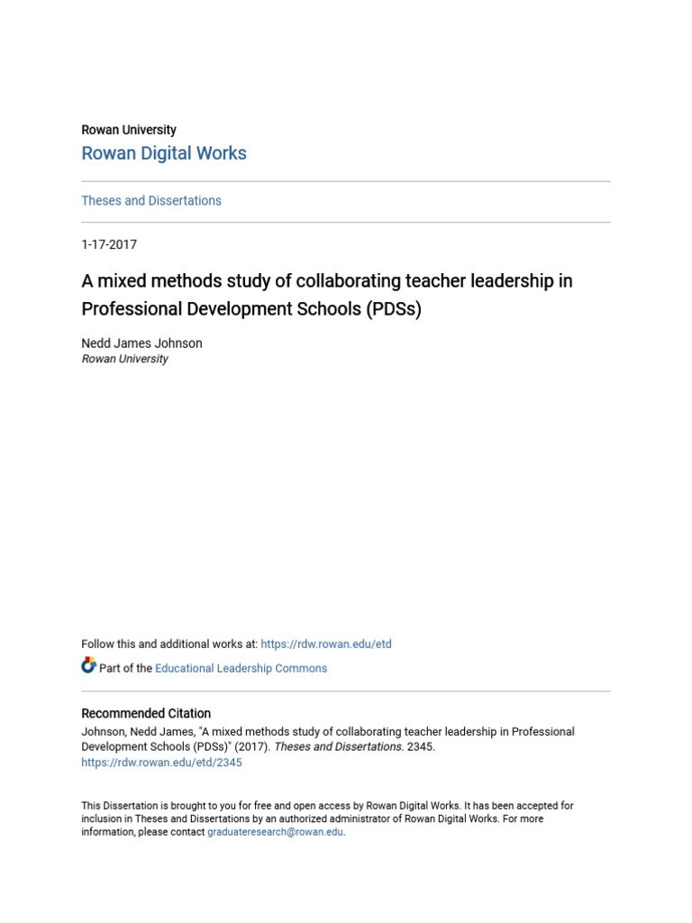 A Mixed Methods Study of Collaborating Teacher Leadership in Prof | PDF ...