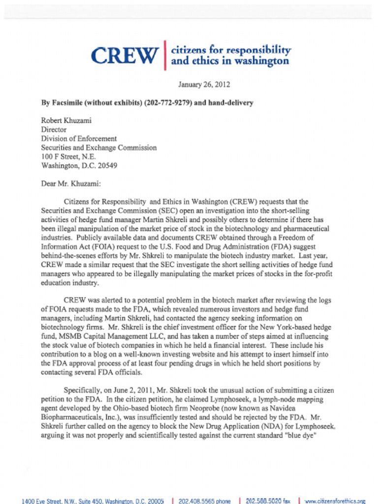 CREW Letter To SEC | PDF