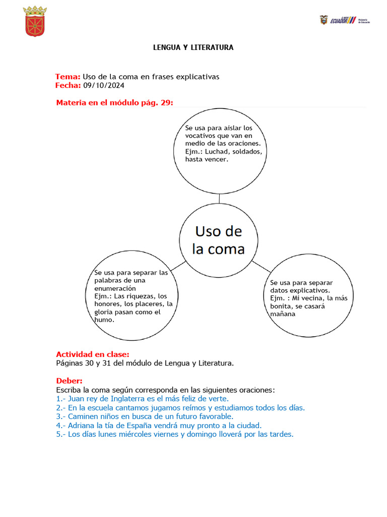 Uso de la coma en frases explicativas | PDF