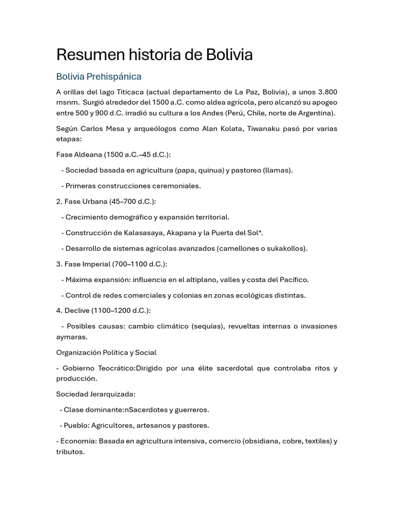 Historia de Bolivia-1 | PDF | Bolivia | Perú