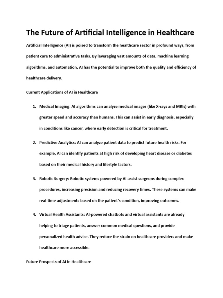 AI's Transformative Role in Healthcare | PDF | Artificial Intelligence ...