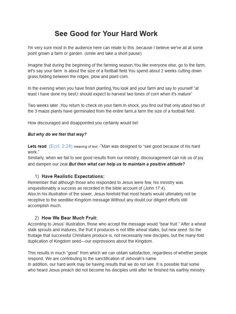 Assignment - See Good For Your Hard Work | PDF