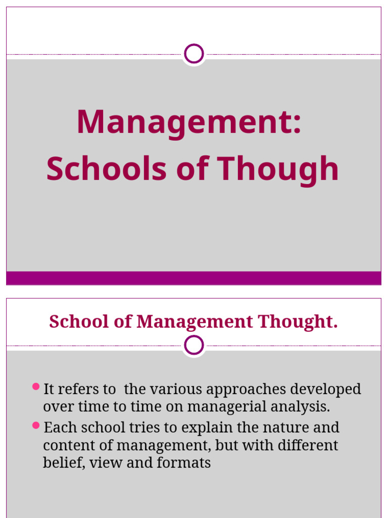 Overview of Management Thought Schools | PDF | System | Decision Making