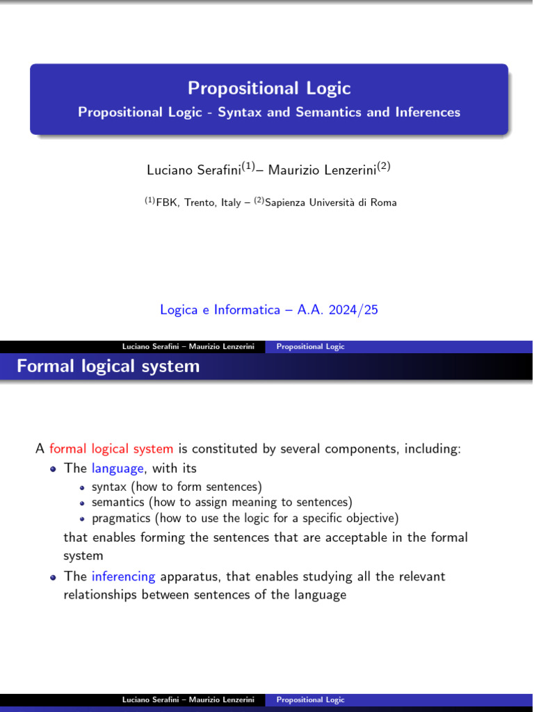 Propositional Logic Appunti | PDF | Interpretation (Logic) | Boolean Algebra