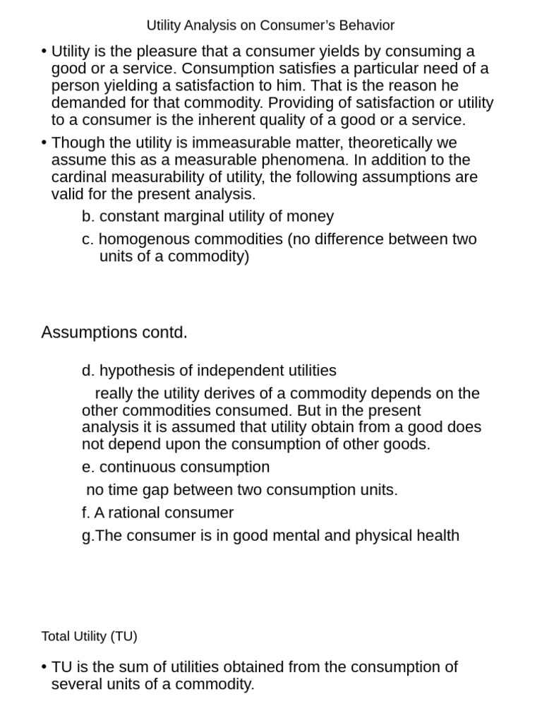 Utility Analysis 2-1 | PDF | Utility | Demand