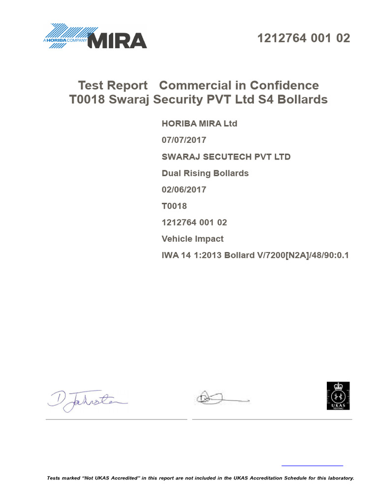 S4 Bollard Mira Certificate | PDF