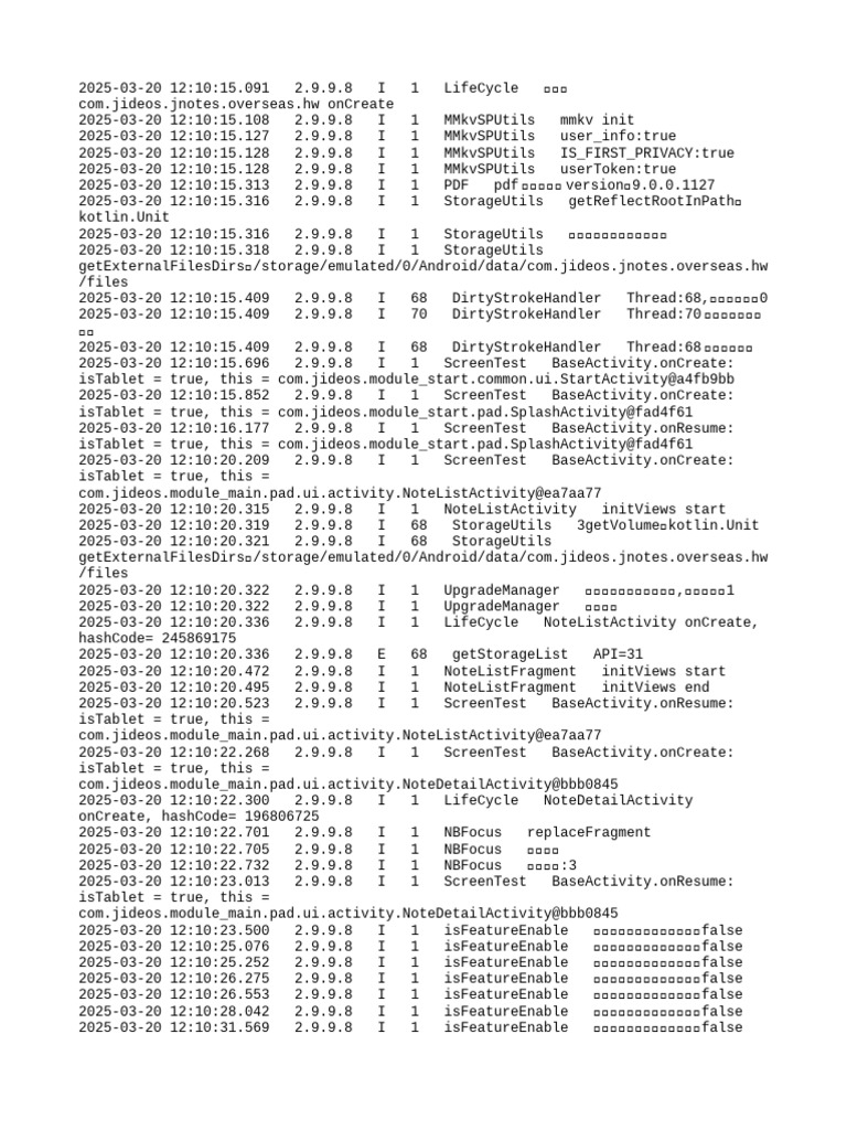 App Lifecycle and Storage Logs | PDF