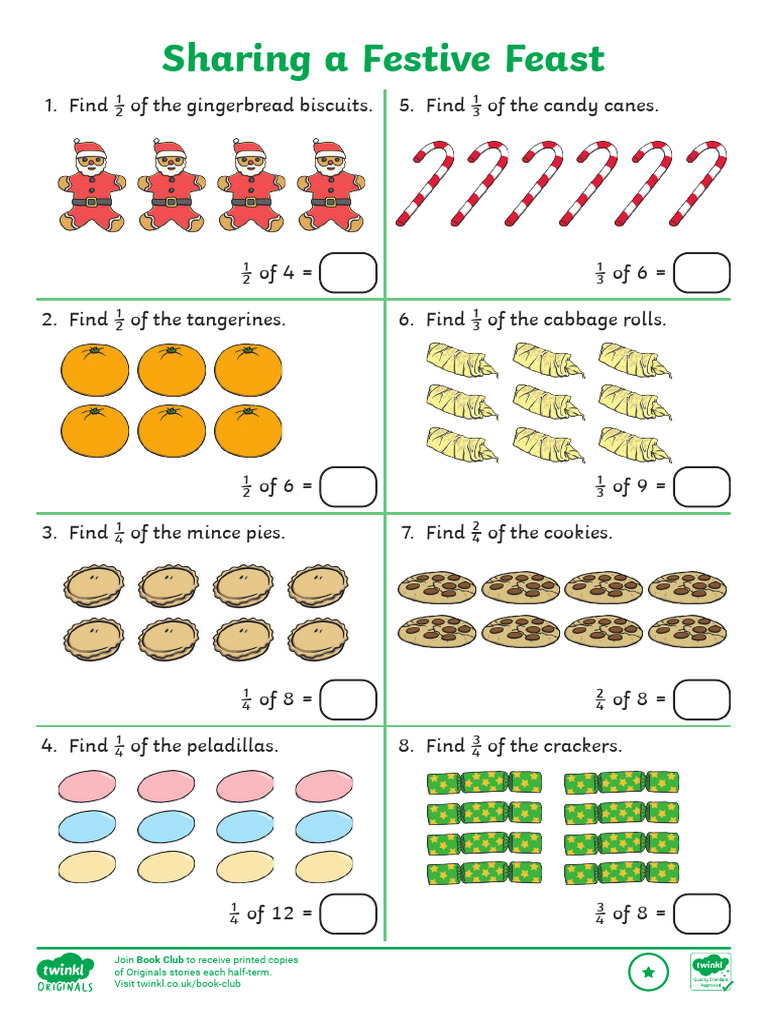 T M 30445 Sharing A Festive Feast Year 2 Fractions Differentiated ...