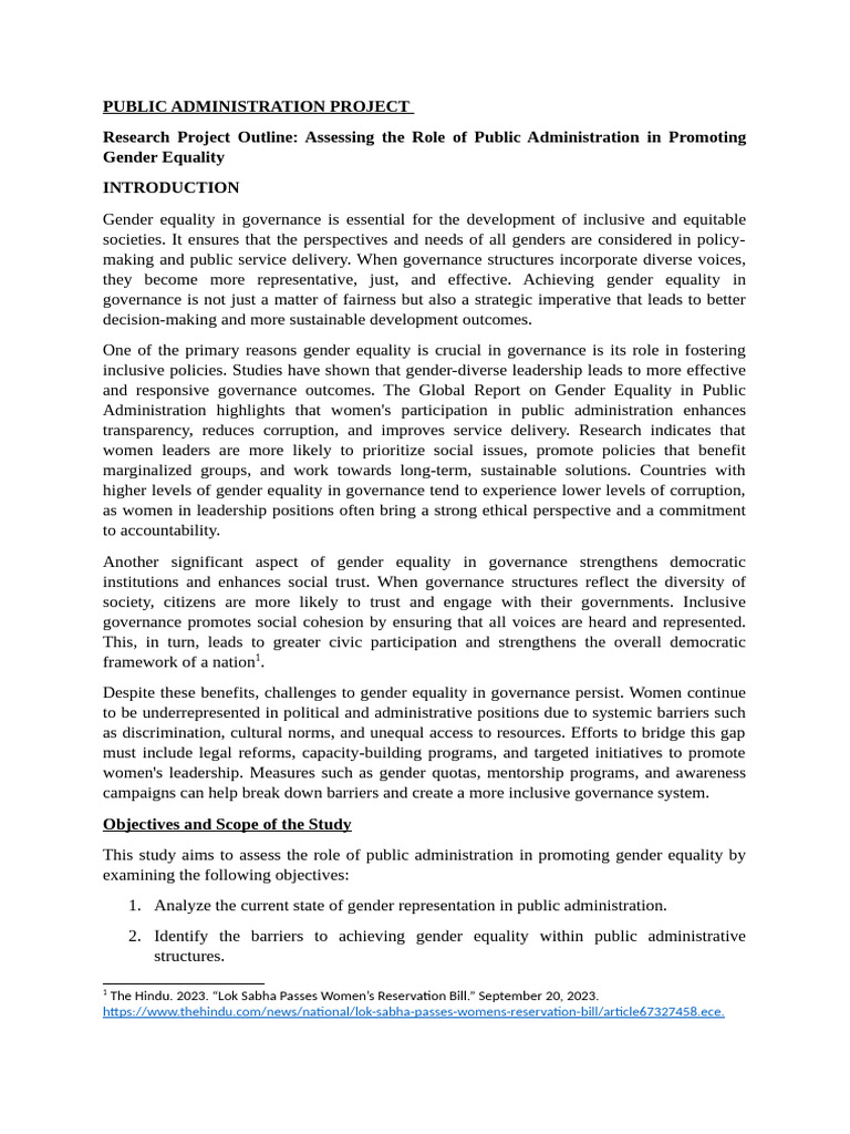 Gender Equality in Public Administration | PDF | Governance ...