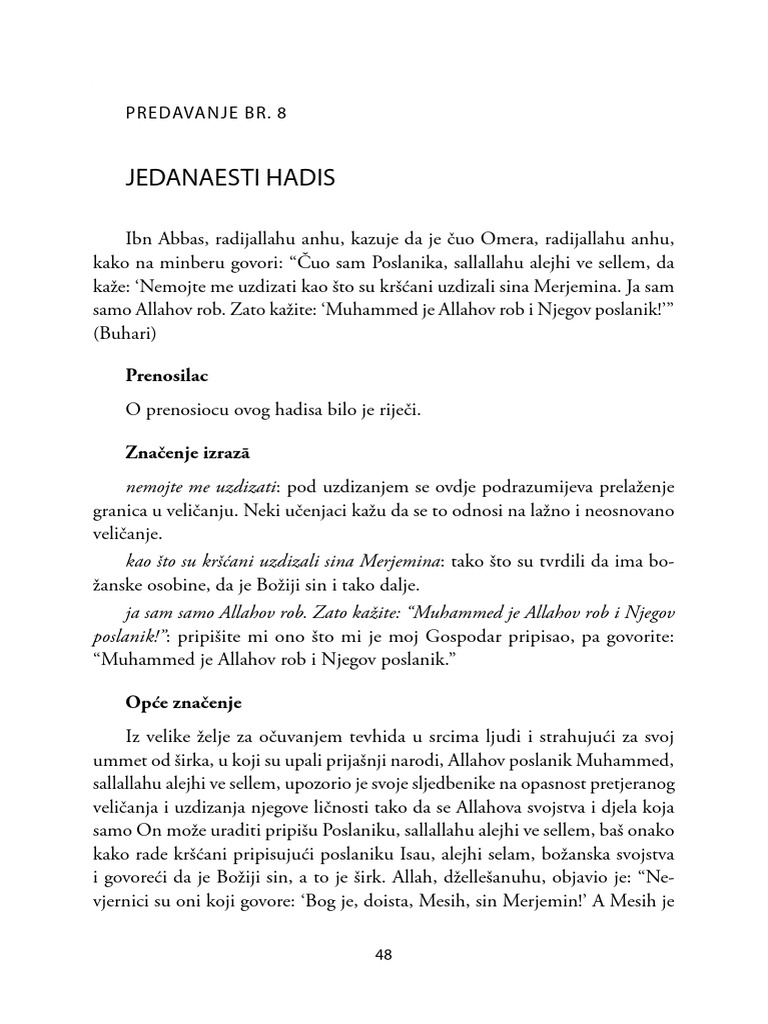 Hadis - Predavanje 8 | PDF