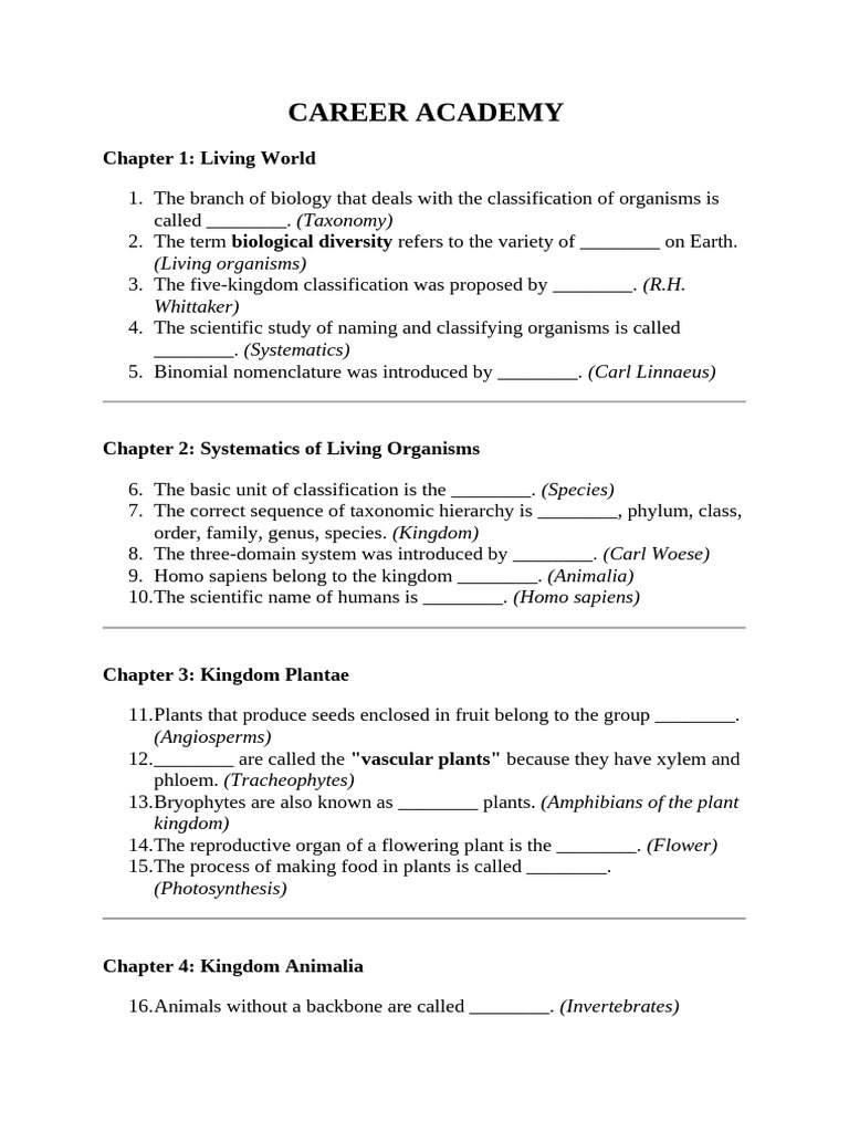 Biology Basics 100 Questions | PDF | Cell (Biology) | Cellular Respiration