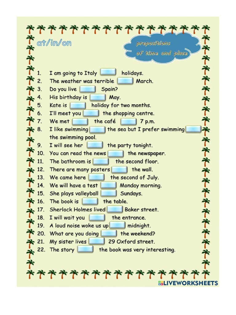 In/on/at Exercise | PDF