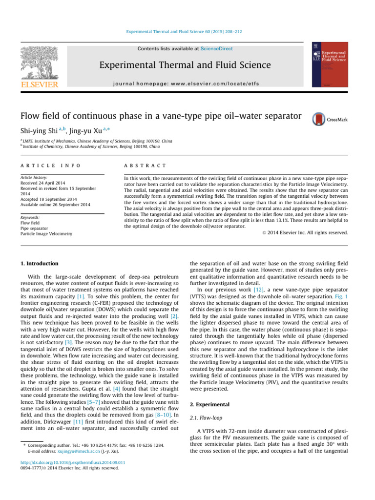 Vane-Type Pipe Separator Flow Analysis | PDF | Flow Measurement | Velocity
