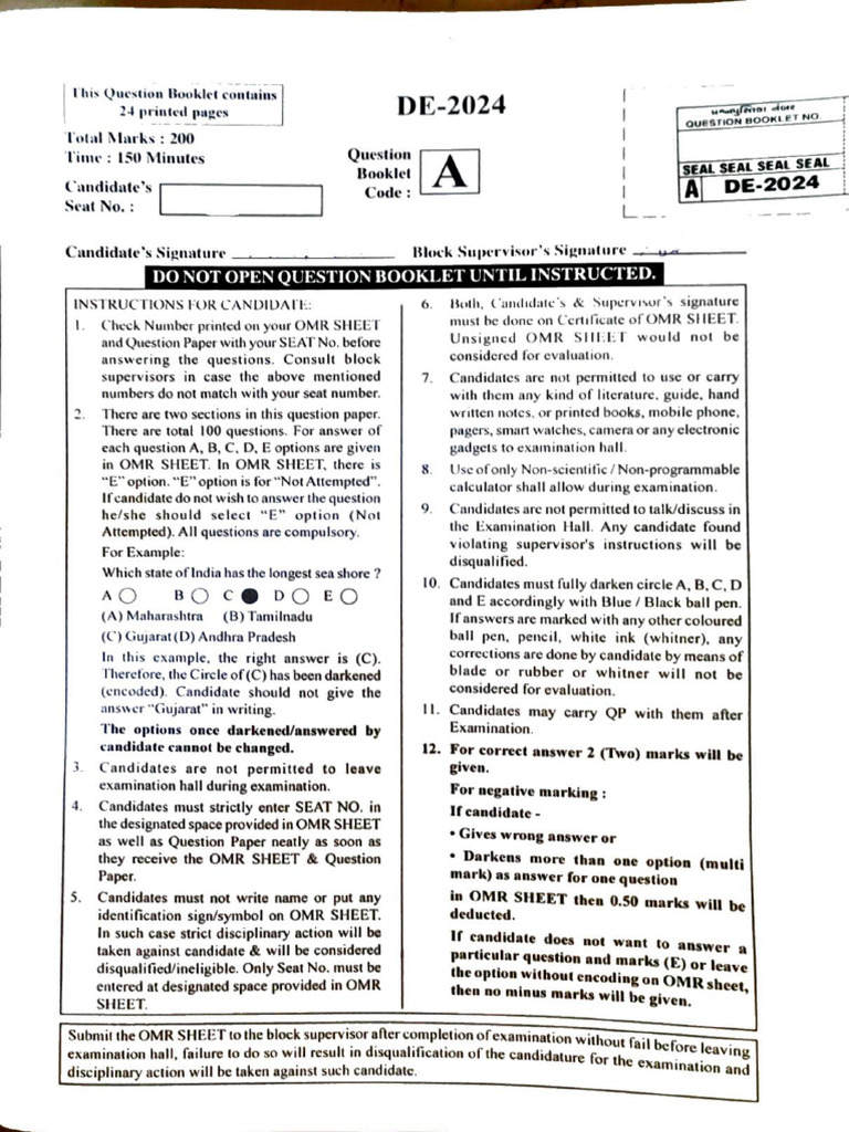 Ddcet 2024 Exam Question Paper | PDF | Salt (Chemistry) | Physical ...