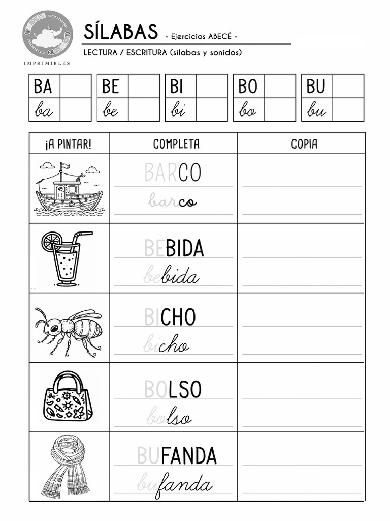 2 - Cuadernillo Practica - Silabas - A4 PDF | PDF