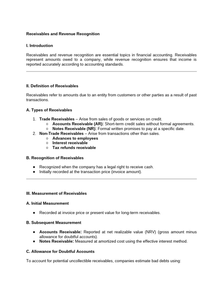 Receivables and Revenue Recognition | PDF | Revenue | Bad Debt