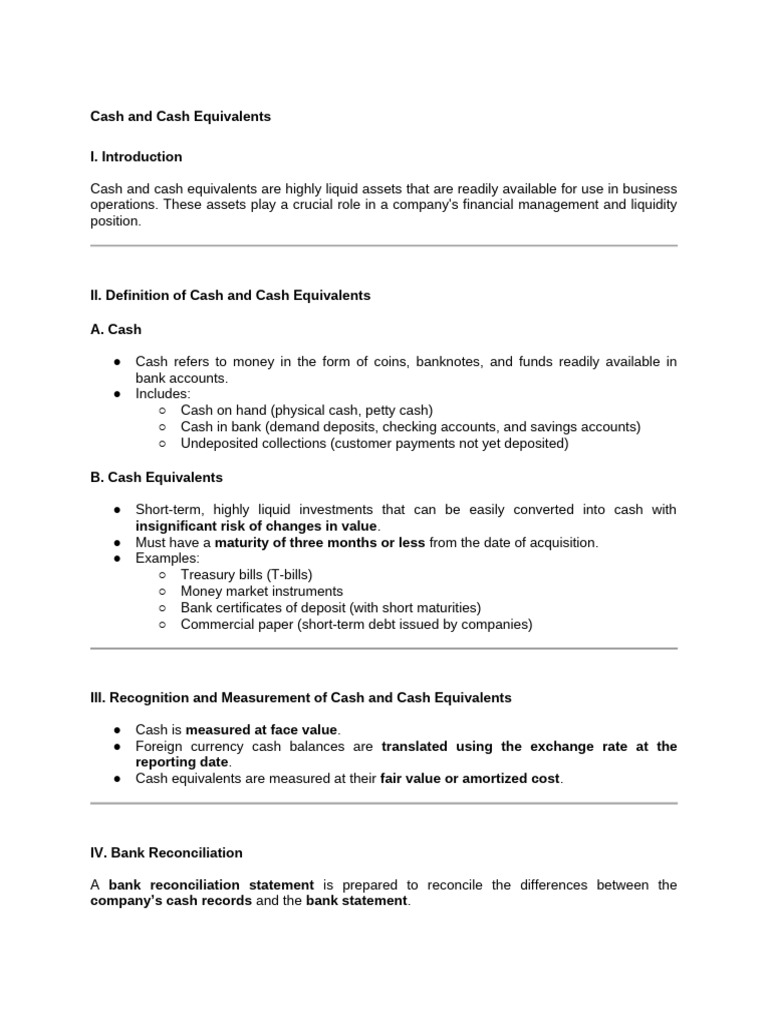 Understanding Cash and Cash Equivalents | PDF | Banks | Cash