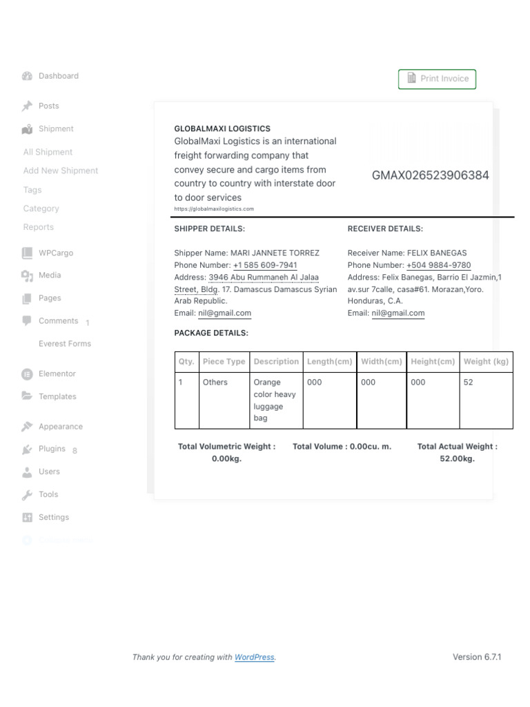 Globalmaxi Logistics - Receipt | PDF