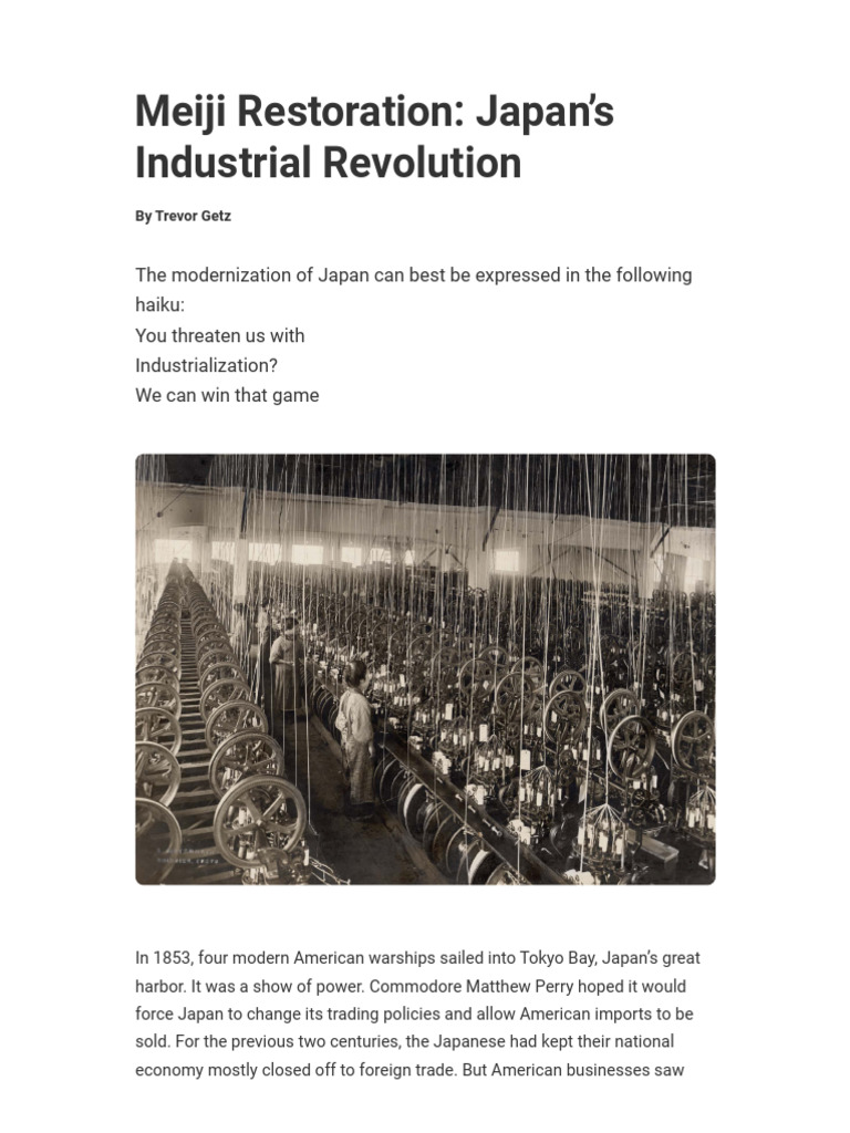 Meiji Restoration - Japan's Industrial Revolution | PDF | Empire Of ...
