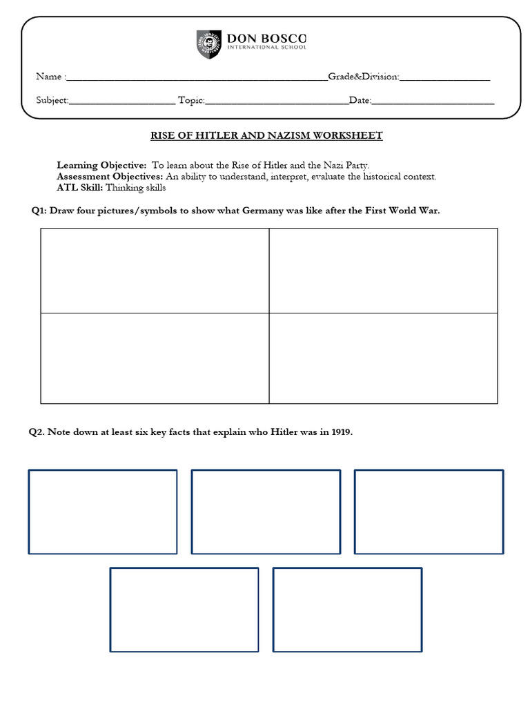 Rise of Hitler and Nazism Worksheet | PDF