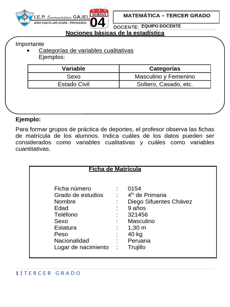 Estadística para Tercer Grado | PDF