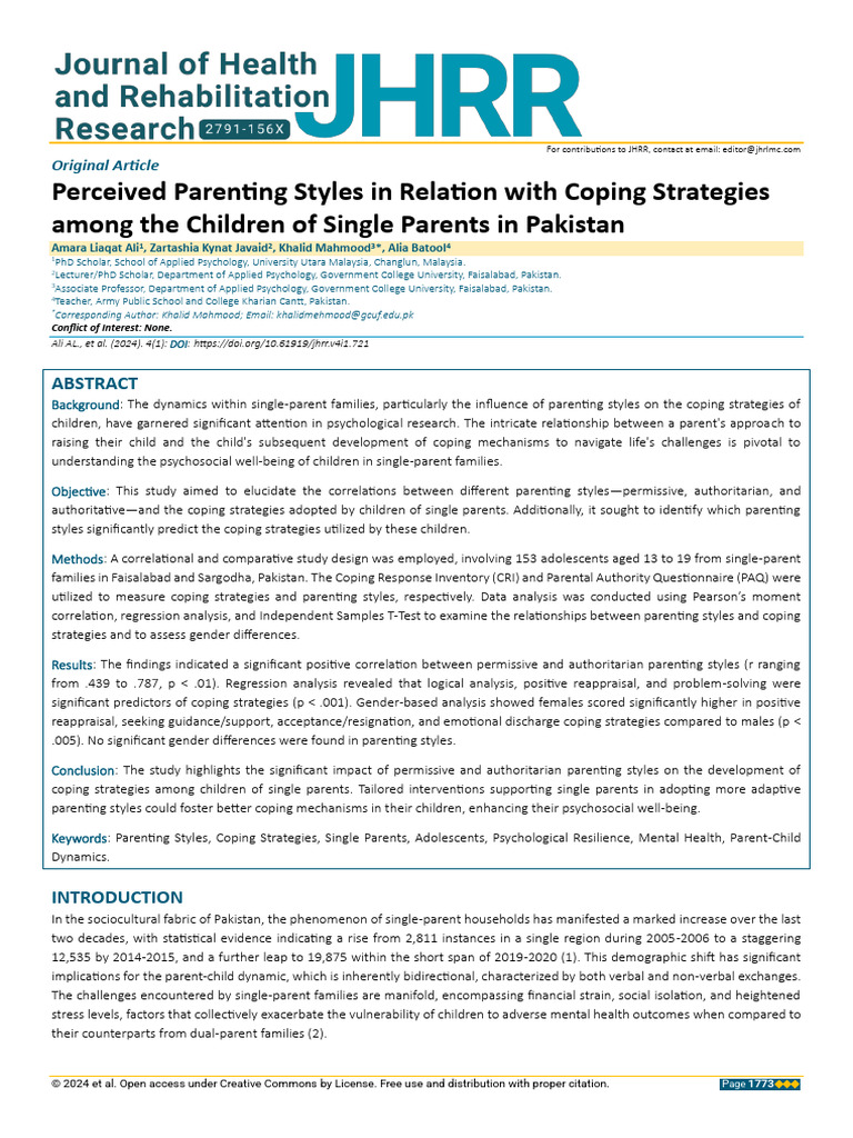 305+JHRR+4-1+721+Perceived+Parenting+Styles+in+Relation+with+Coping (1) | PDF | Parenting ...