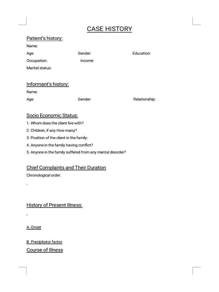 Case History | PDF | Psychology | Psychological Concepts