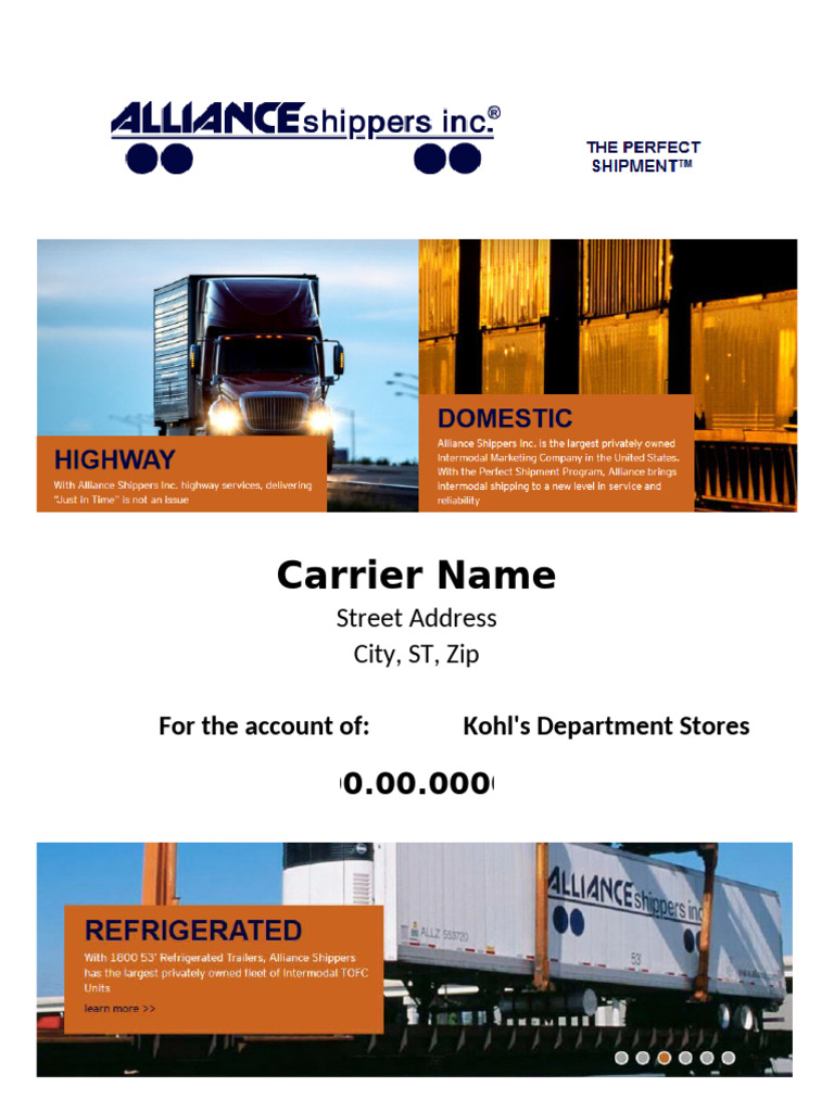 Alliance Shippers - Kohl's Dept Stores 2025 Final | PDF | Cargo ...