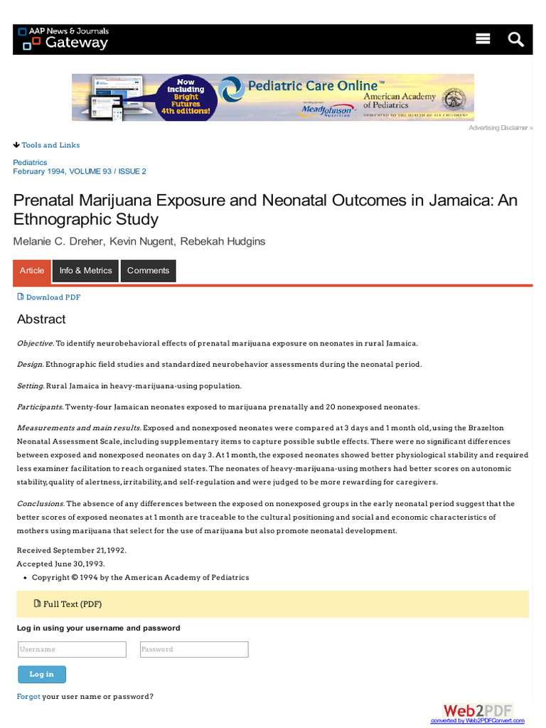 GRAVIDEZ - Prenatal Marijuana Exposure and Neonatal Outcomes in Jamaica - An Ethnographic Study ...