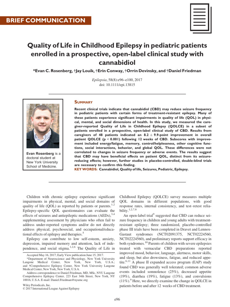 NEUROLOGIA - Quality of Life in Childhood Epilepsy in Pediatric ...