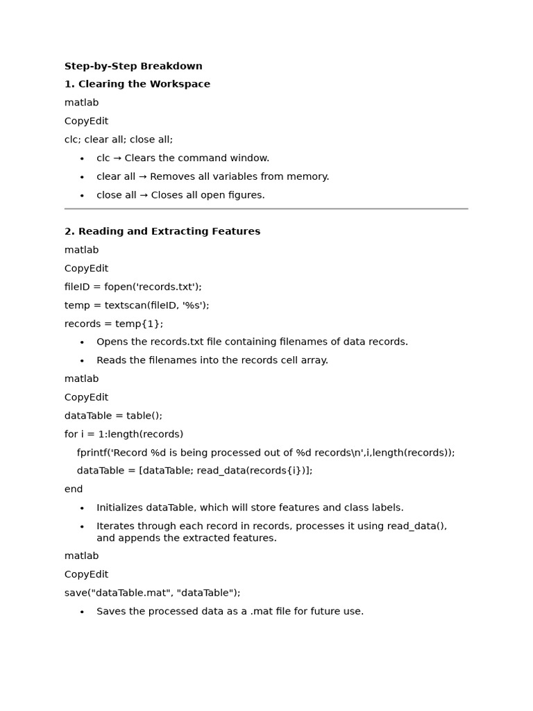 Step-by-Step Breakdown 1. Clearing The Workspace | PDF
