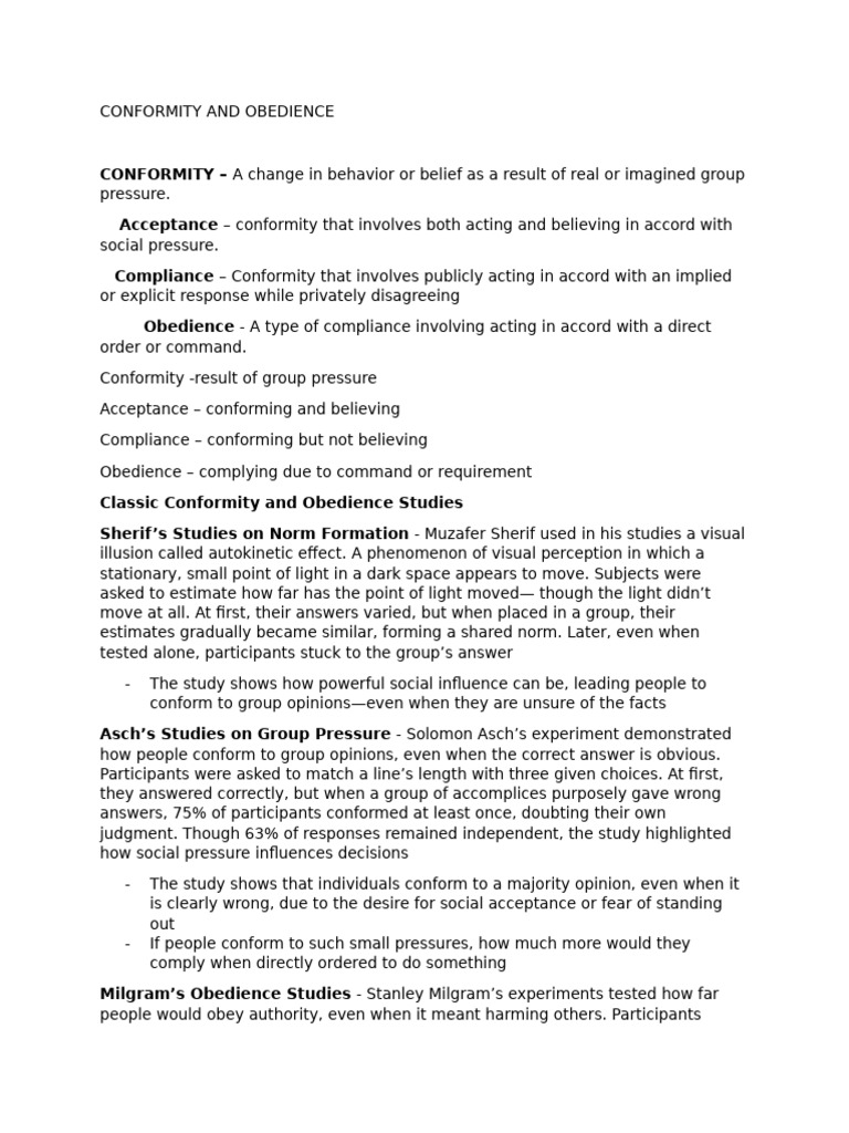 Conformity and Obedience | PDF | Conformity | Organizational Behavior
