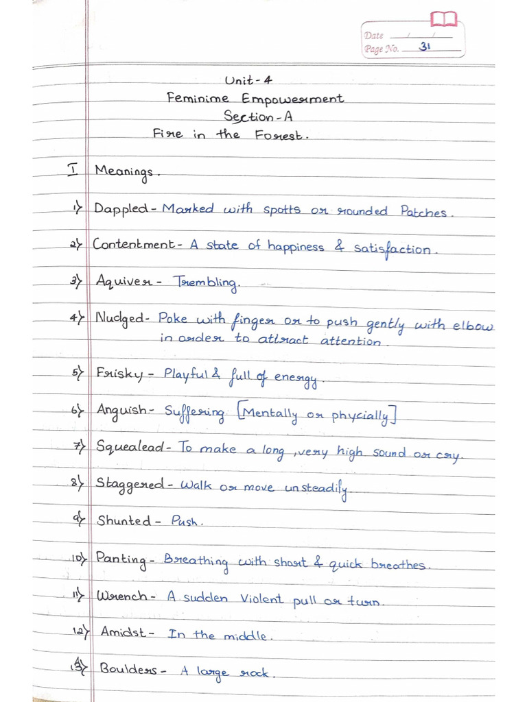 English Unit-4 Section-A Notes Grade-8. | PDF