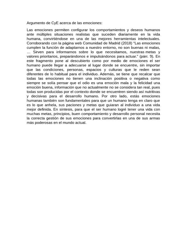Argumento de CyE acerca de las emociones | PDF