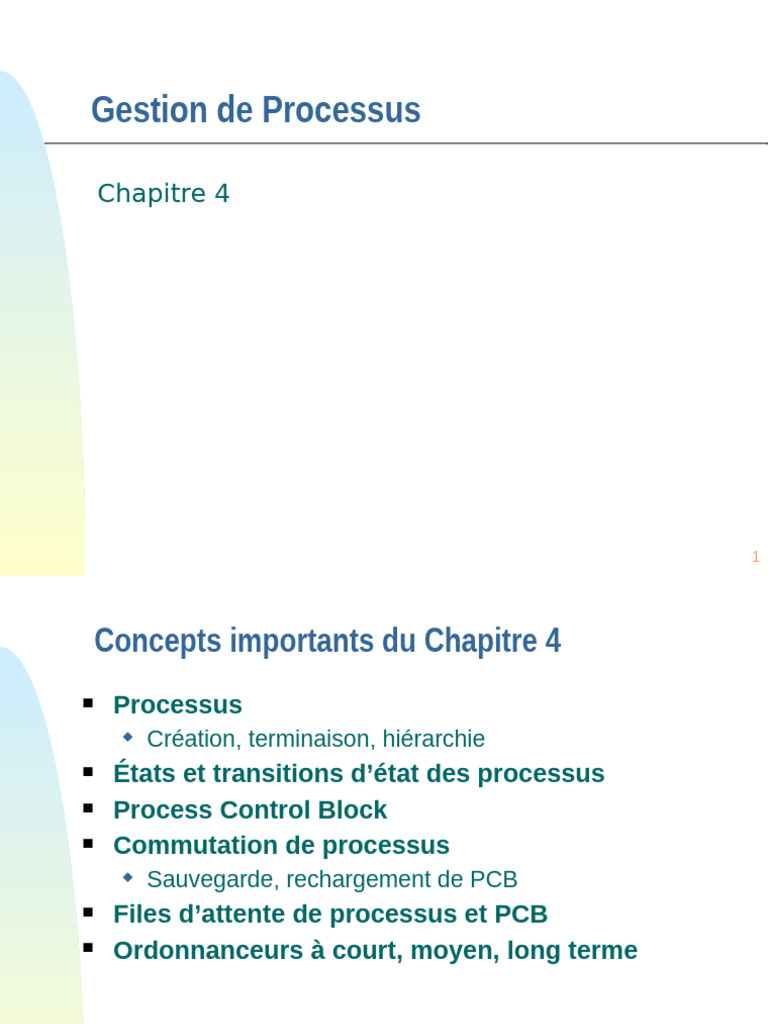 chap04-1 | PDF | Ordonnancement dans les systèmes d'exploitation | Processus (informatique)