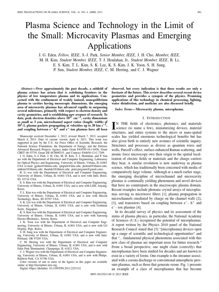 (2013) Plasma Science and Technology in The Limit of The Small ...