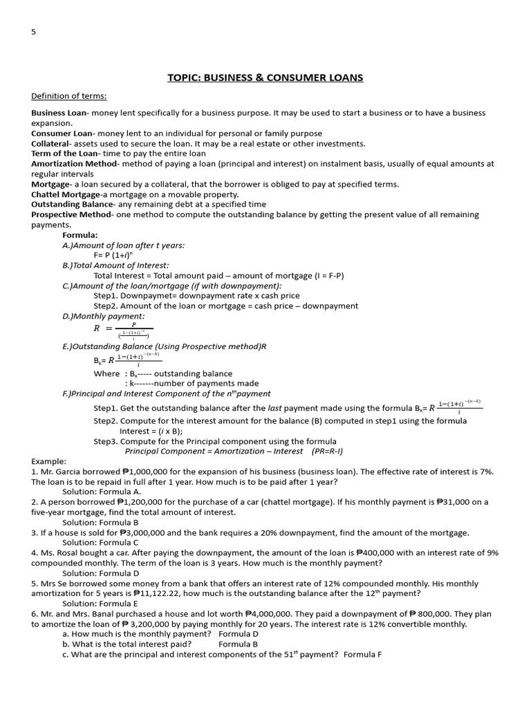 Business and Consumer Loan Calculations | PDF | Mortgages | Loans