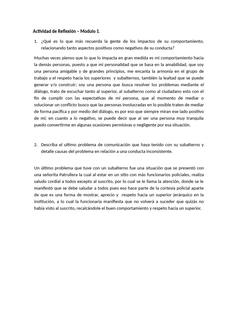 Actividad de Reflexion Modulo 1 | PDF