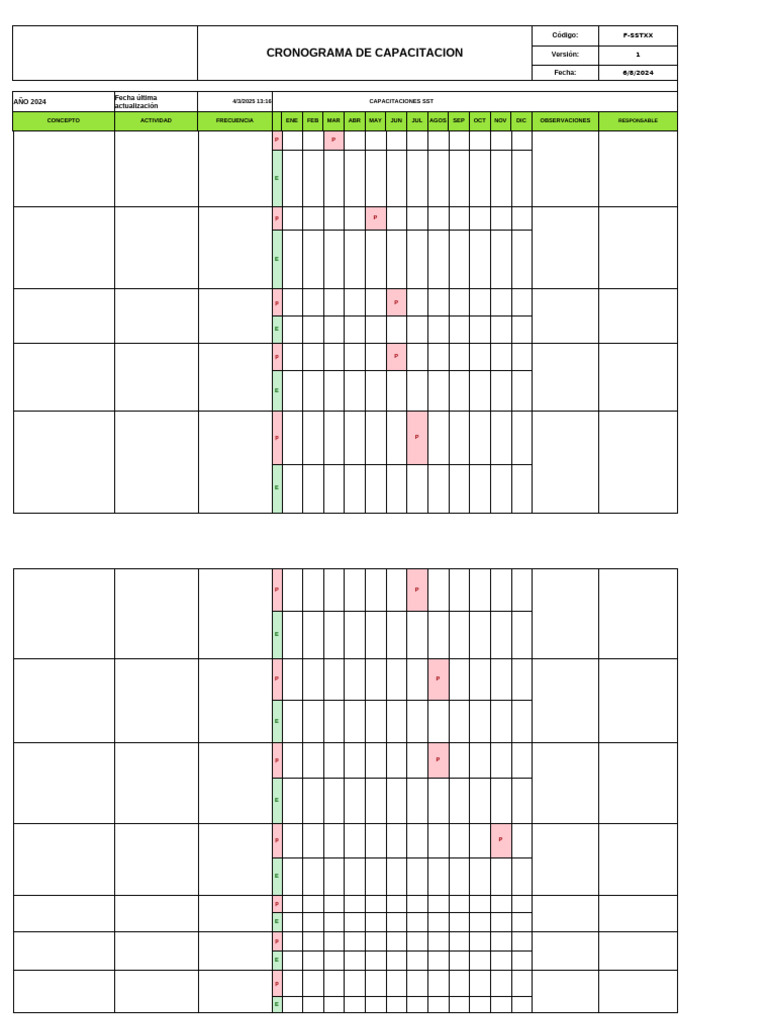 For Cronograma de Capacitaciones | PDF
