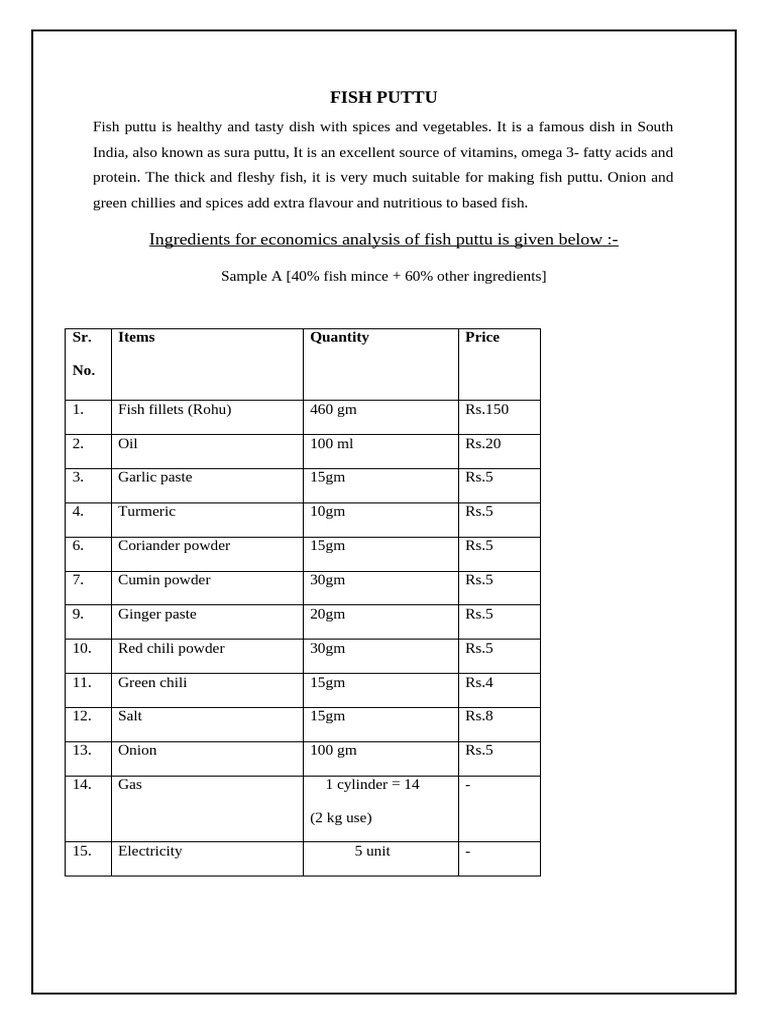 Fish Puttu-1 | PDF | Ginger | Garlic