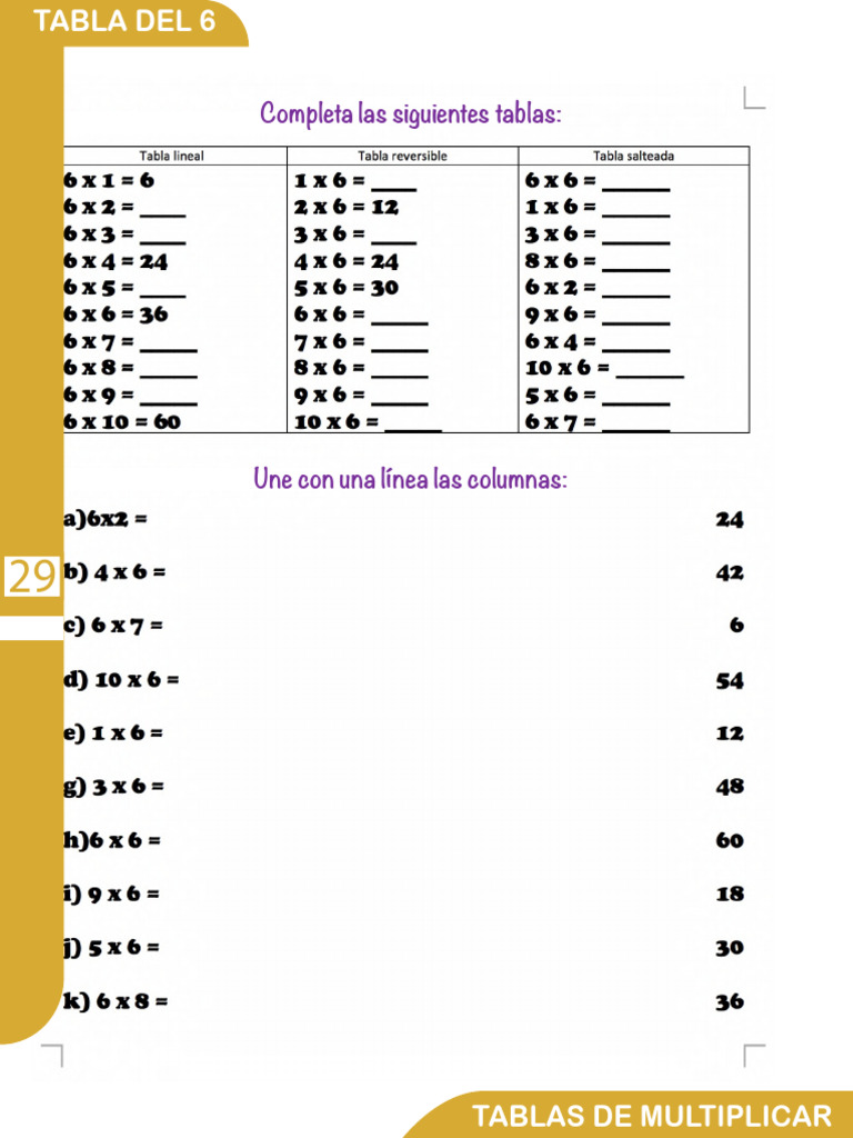 Cuadernillo Tablas M-31-32 | PDF