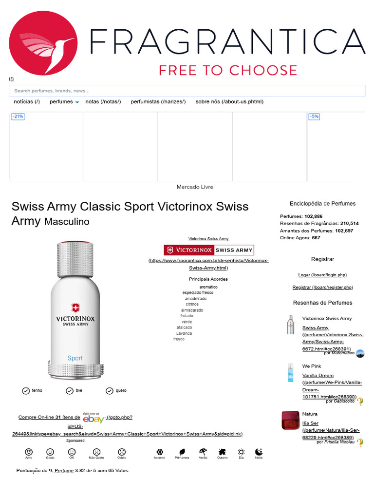 Swiss Army Classic Sport Victorinox Swiss Army Colônia - A Fragrância ...