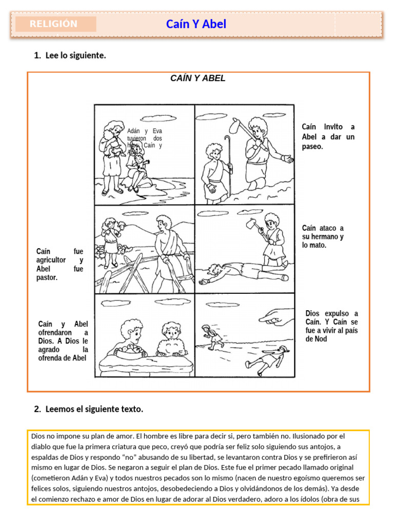 D2 A2 FICHA REL. Caín Y Abel | PDF | Pecado | Adán y Eva