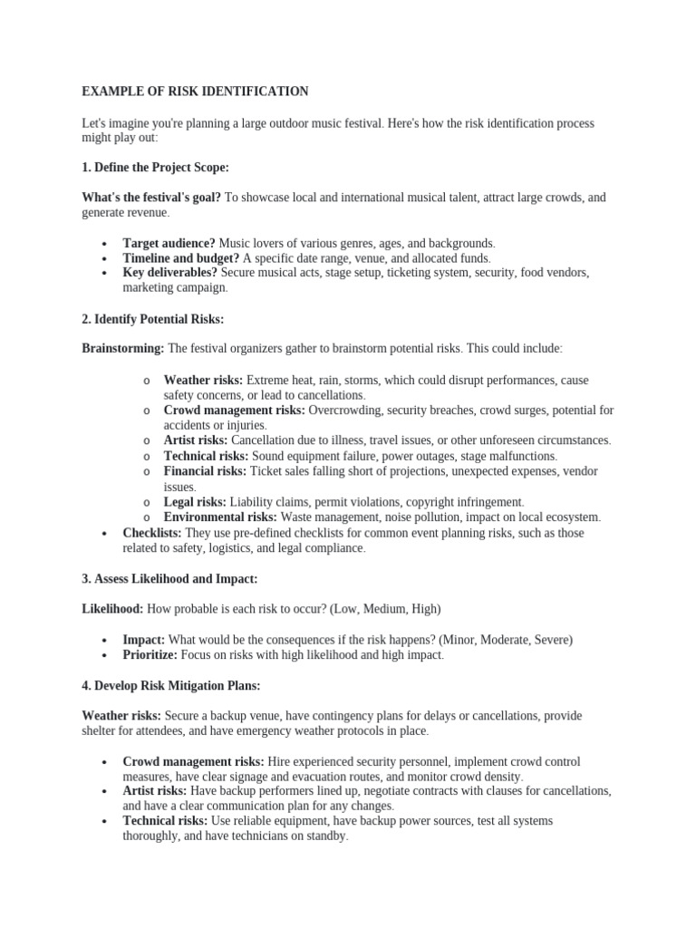 Example of Risk Identification | PDF | Risk | Safety