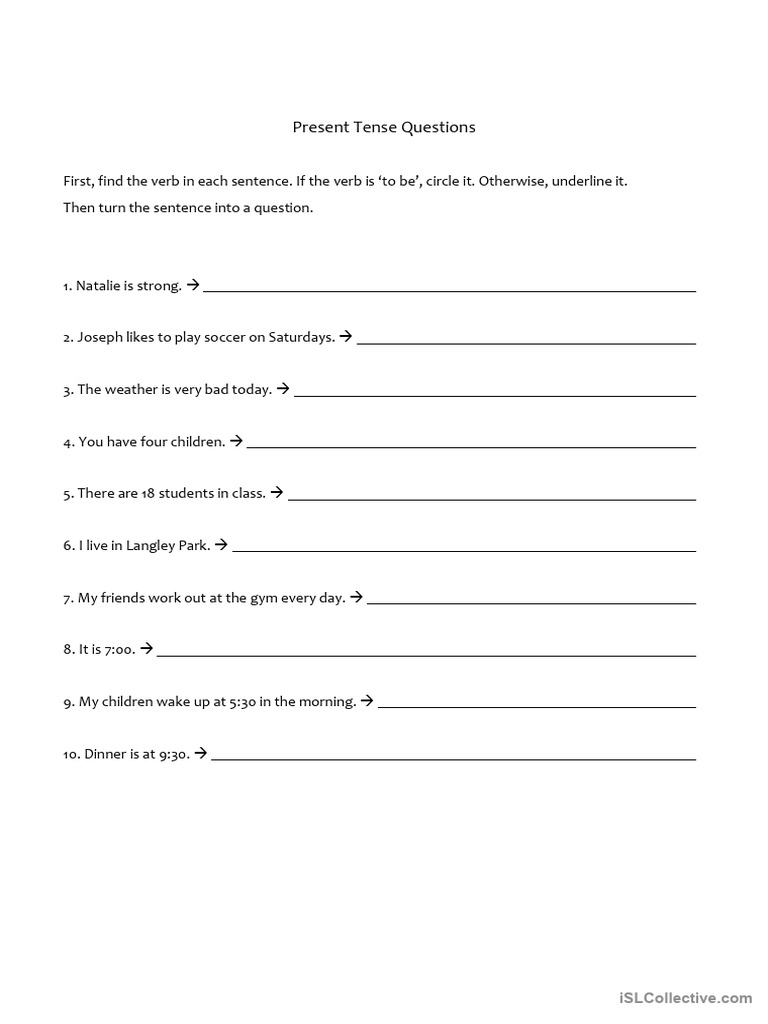 Present Tense Questions | PDF