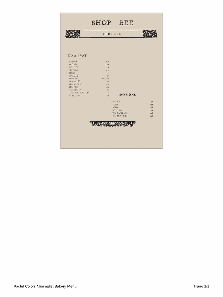 Pastel Colors Minimalist Bakery Menu (1) | PDF